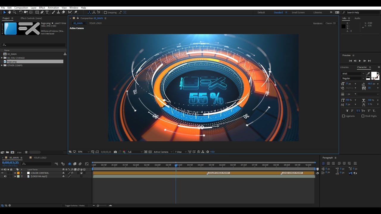 After Effects Template Logo Supercharger 5 Tutorial | Bluefx