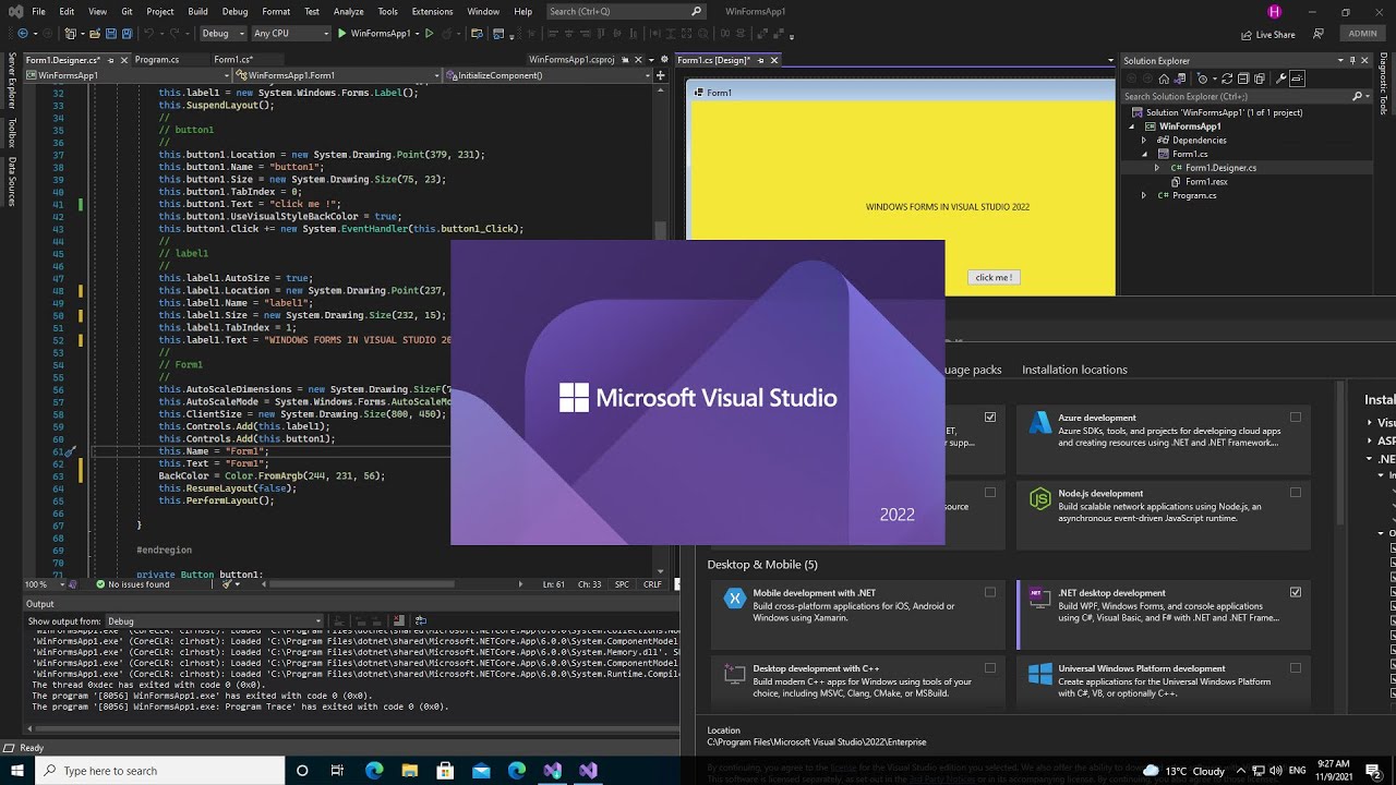 WinForms in Visual Studio 2022 (Windows Forms Getting Started)