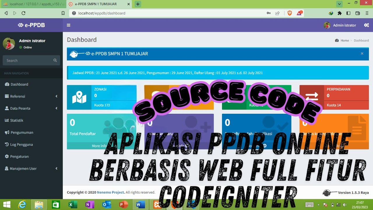 Source Code Aplikasi PPDB Online Berbasis Web Full Fitur Codeigniter