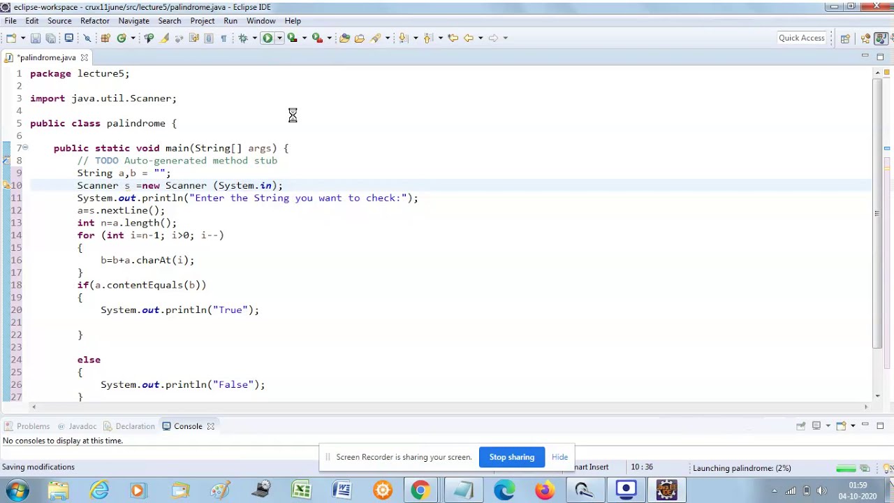 Palindrome Java Program Tutorial || Eclipse|| java 8