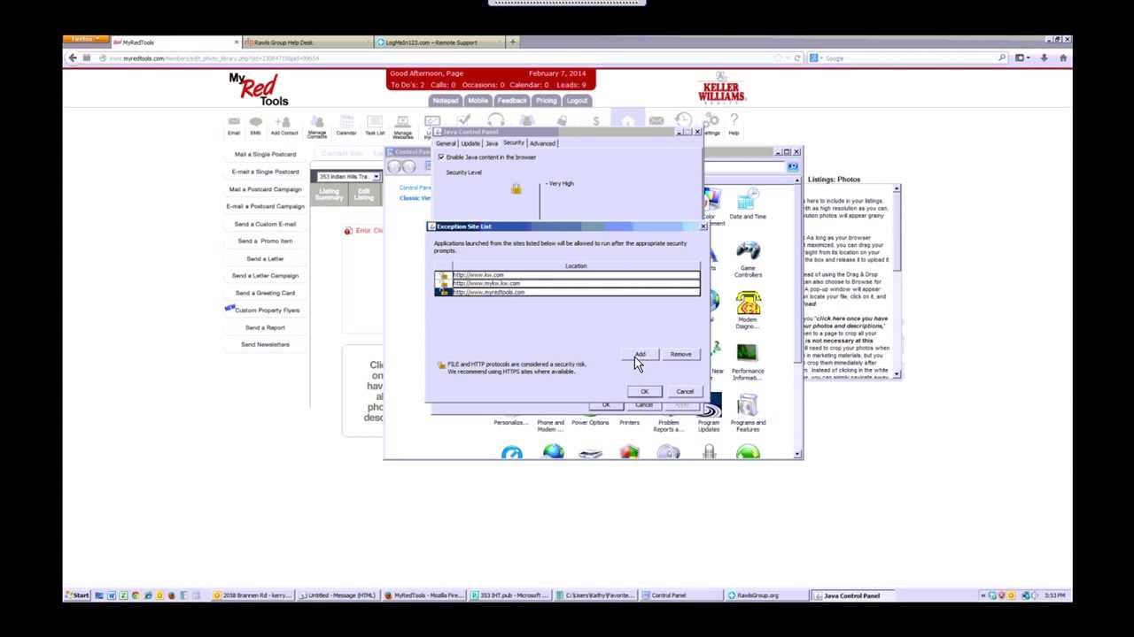 How to add website to Java Security exception list