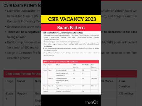 CSIR exam pattern 2023 / csir aso exam pattern 2023 / csir aso recruitment exam pattern 2023