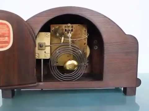 JUNGHANS Vintage Clock Germany GONG Chime Oak Wood Mantel Shelf