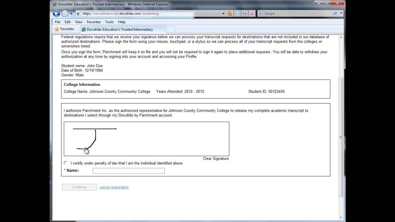 JCCC eTranscript Tutorial