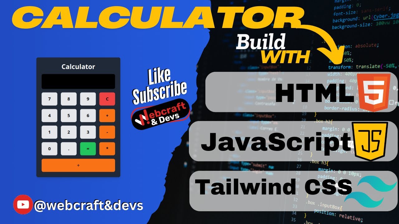 Build a Stylish Calculator with HTML JavaScript & TailwindCSS | Full Tutorial #coding #calculators
