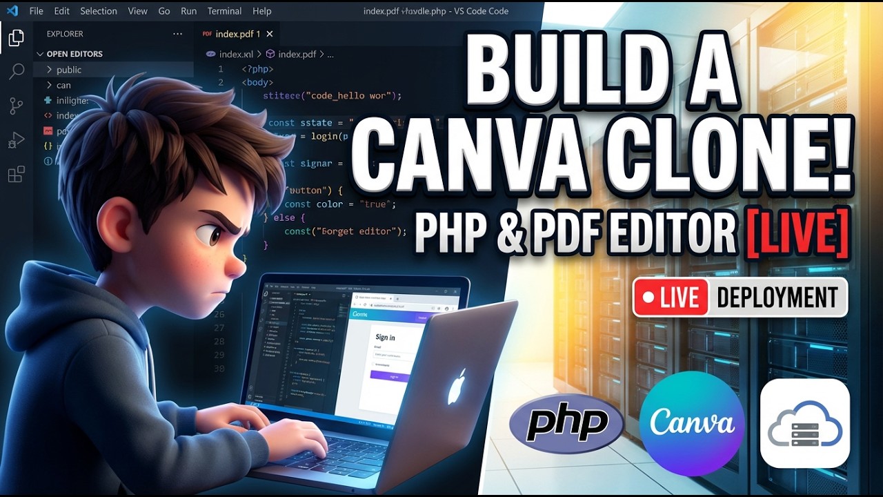 Build a PHP 8 Canva Clone PDF Editor in Browser Using HTML & Javascript + LIVE Deployment & Hosting