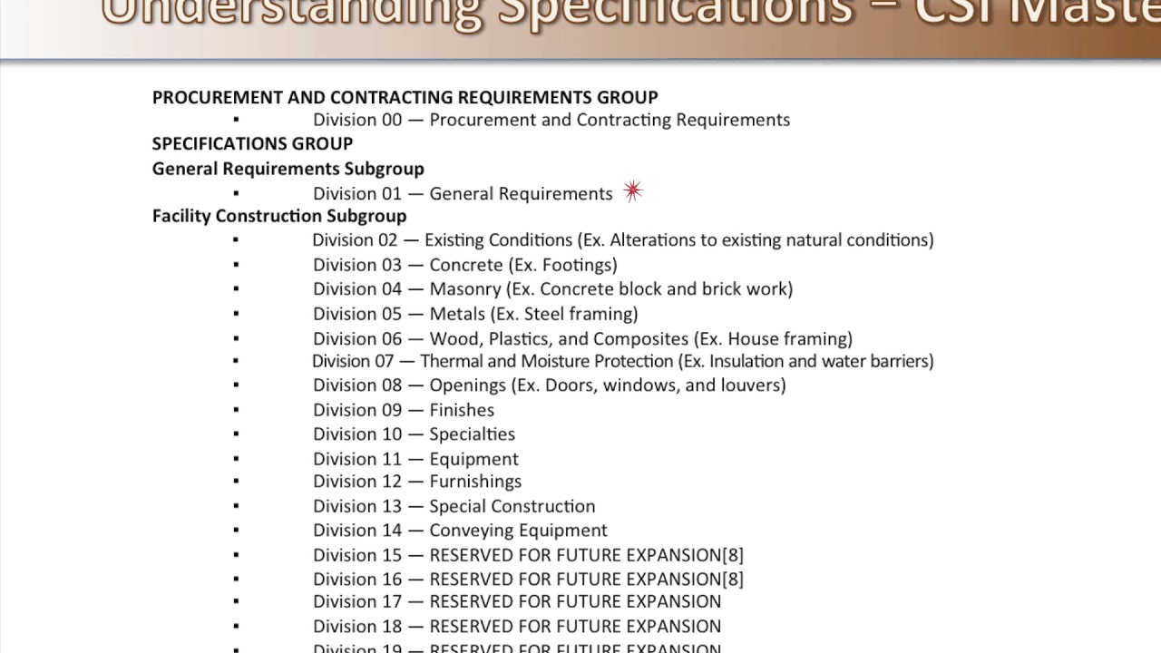 Specifications - Unit 6