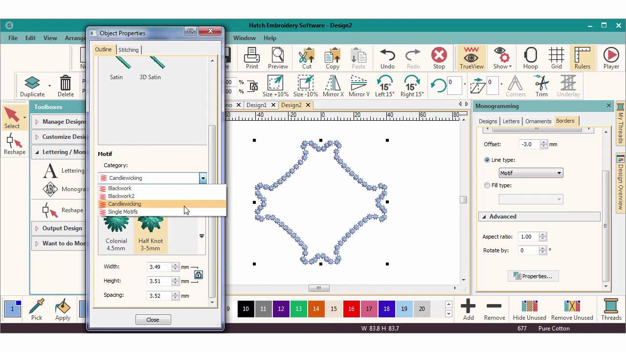 Monogramming Borders with Hatch Embroidery Software