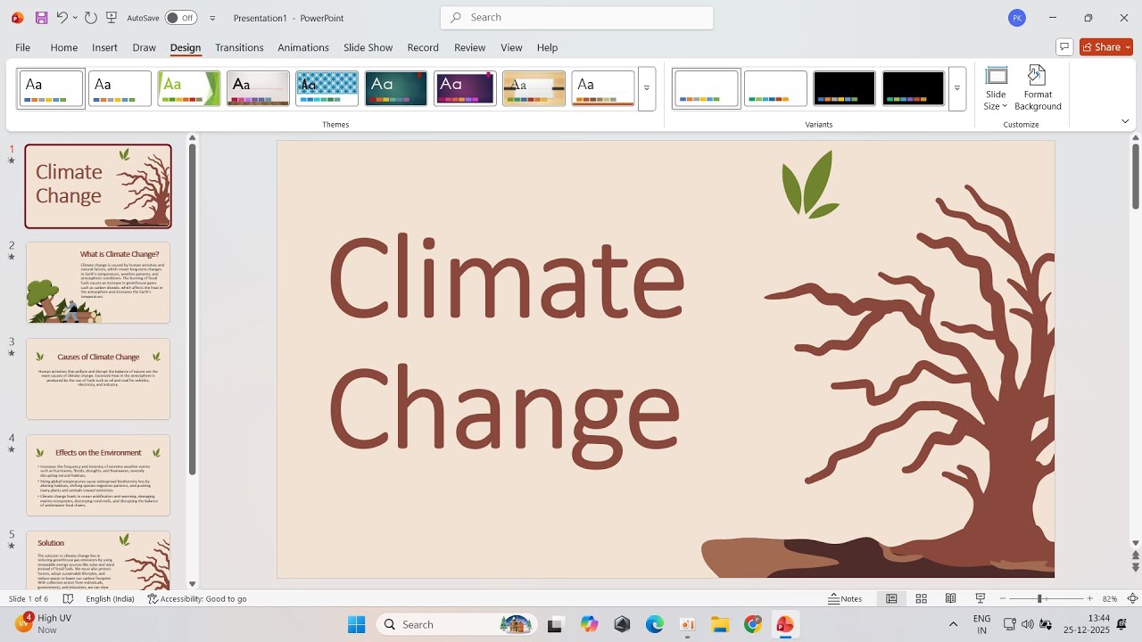 How to Make Presentation in Powerpoint with Animation | Climate Changes PowerPoint Presentation