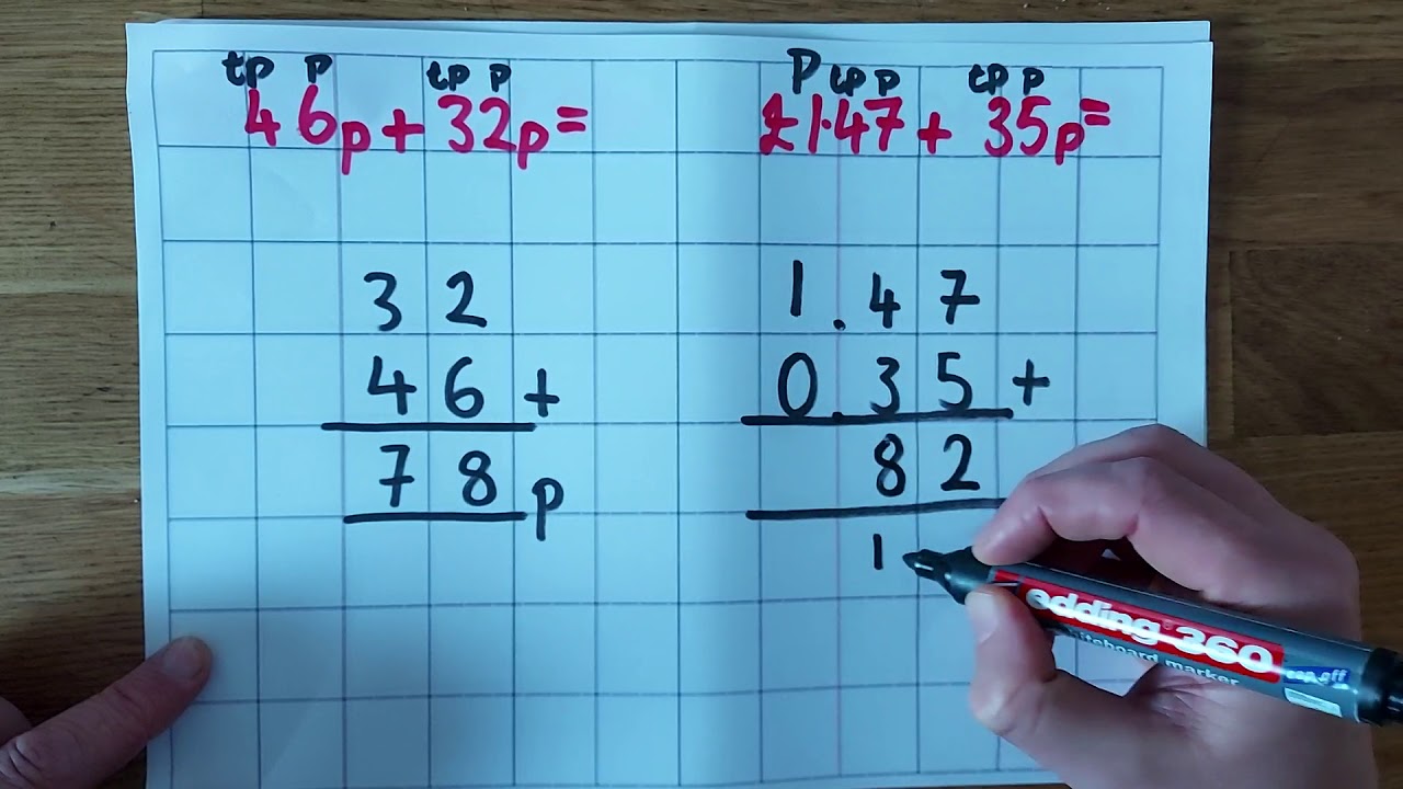 Adding money using column method