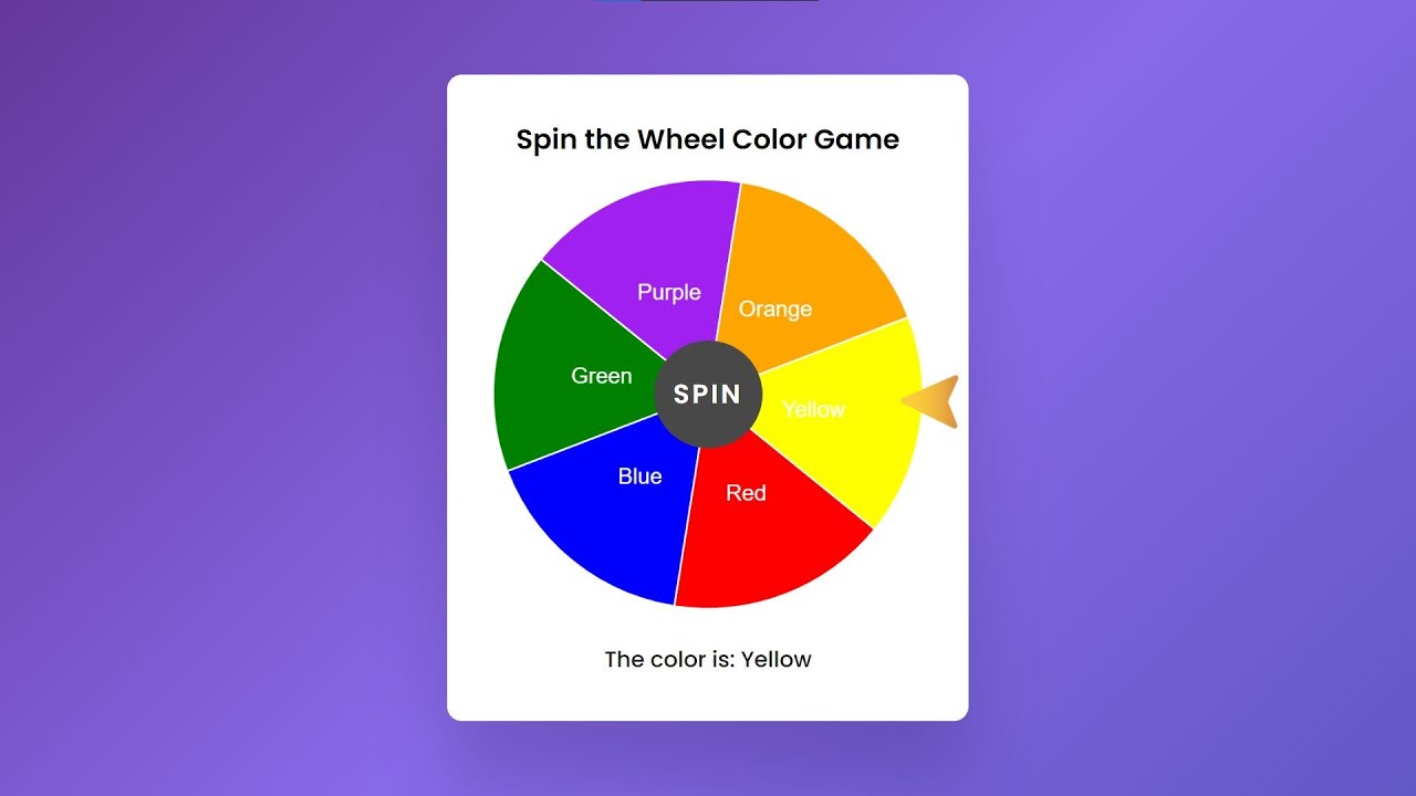 Spin the Wheel Color Game Using HTML, CSS and JavaScript with Source Code