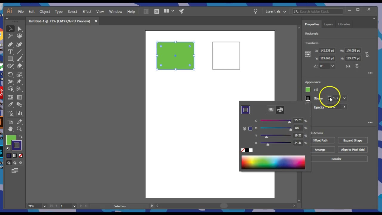 illustrator basics (fill, stroke, rectangle tool)