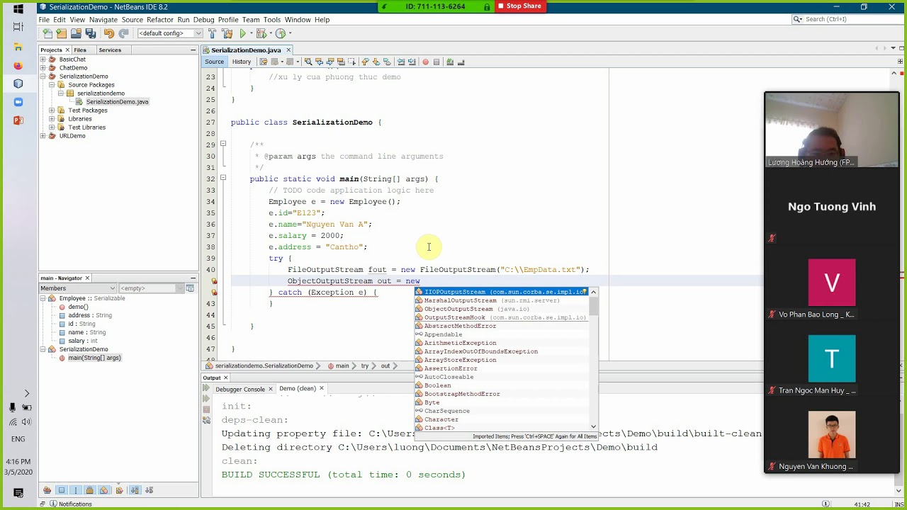 Demo về Serialization và Deserialization trong Java