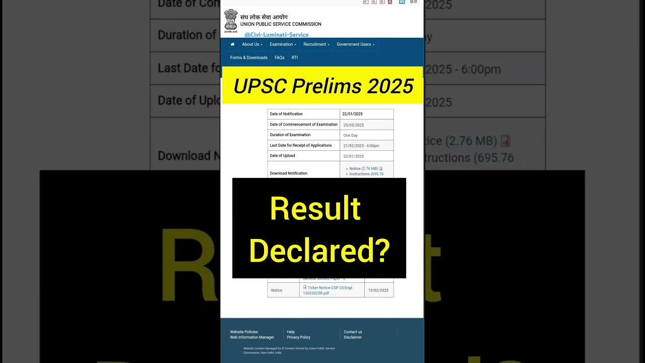 UPSC Pre Result 😱🥳 #upsc #prelims #result #cutoff #2025 #motivaton #study #ias #ips #ras #exams #pcs
