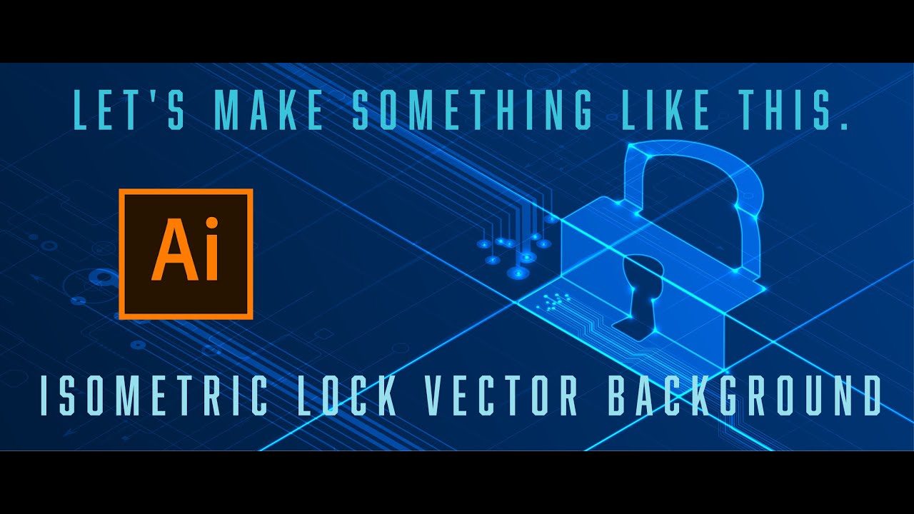 Isometric lock vector background  Internet security