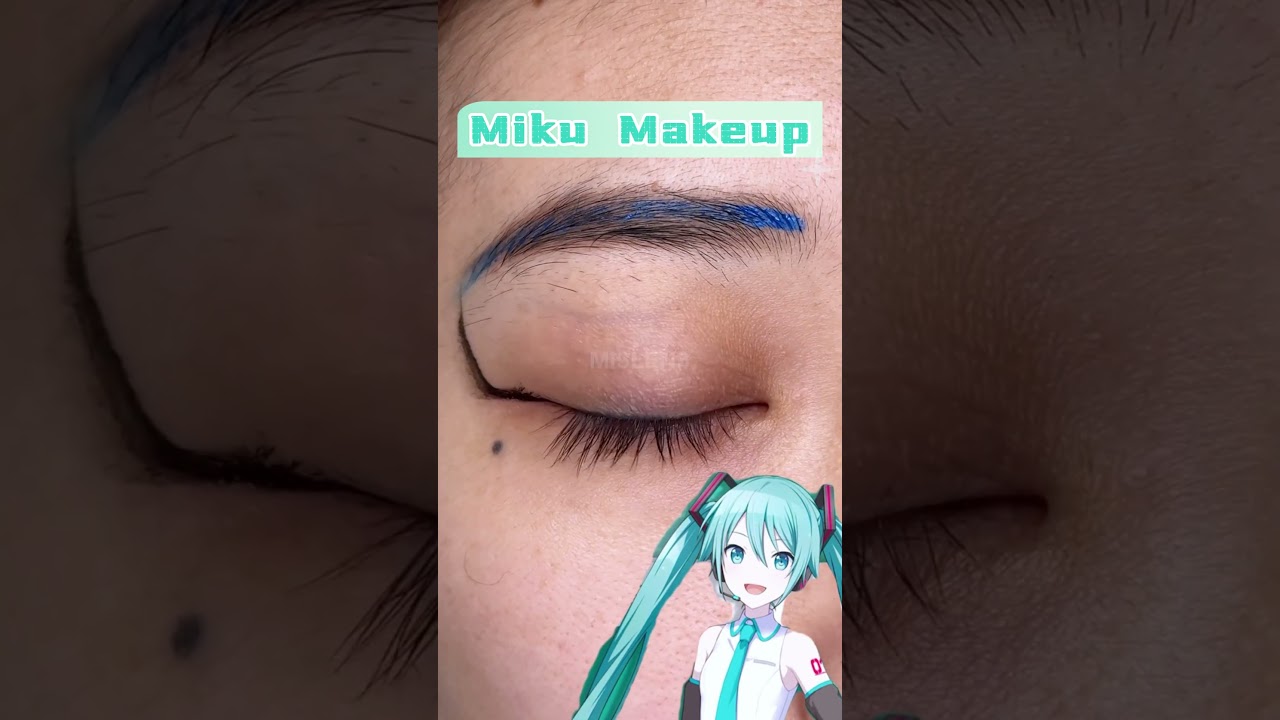 [MISLENS]Hatsune Miku Inspired Makeup🌱#mislens #makeup #cosplay #bluelens #hatsunemiku #mikucosplay