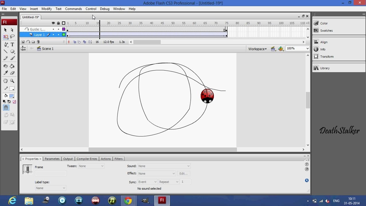 Flash Tutorial: Motion Tween Along Path (2D Animation)