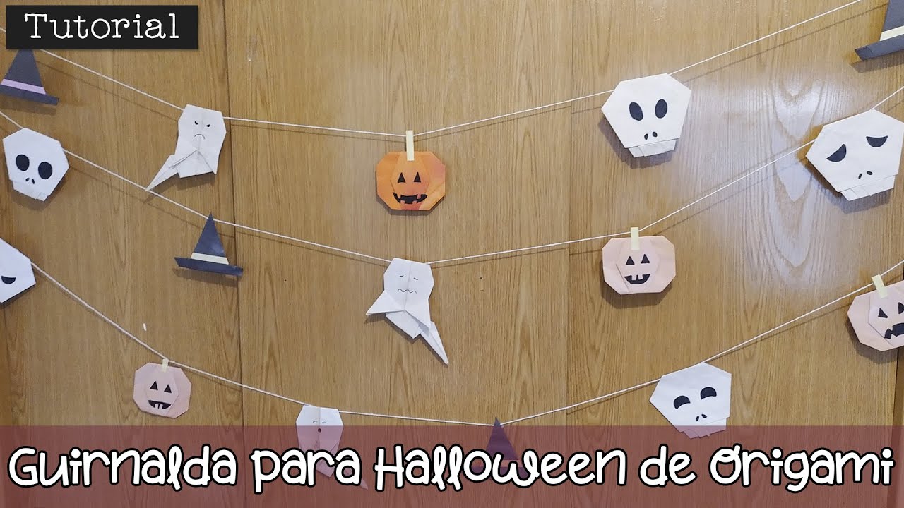 Tutorial: Guirnalda para Halloween de Origami 🎃👻 ¡Súper fácil y súper larga!