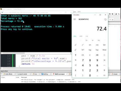 C Program to Calculate Total, Average And Percentage Marks of 5 Sub ...