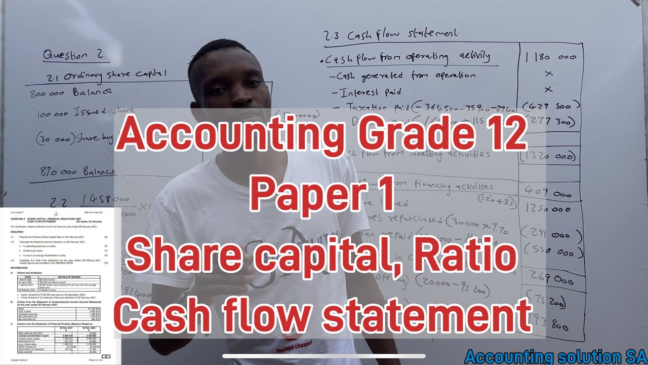 Grade 12 Accounting Paper 1 | Share Capital | Cash flows Statement | Financial Analysis | 2021 Exam