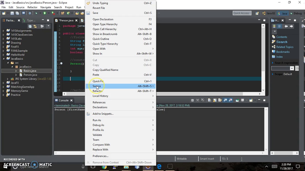 Java Basics Person Class Part 1