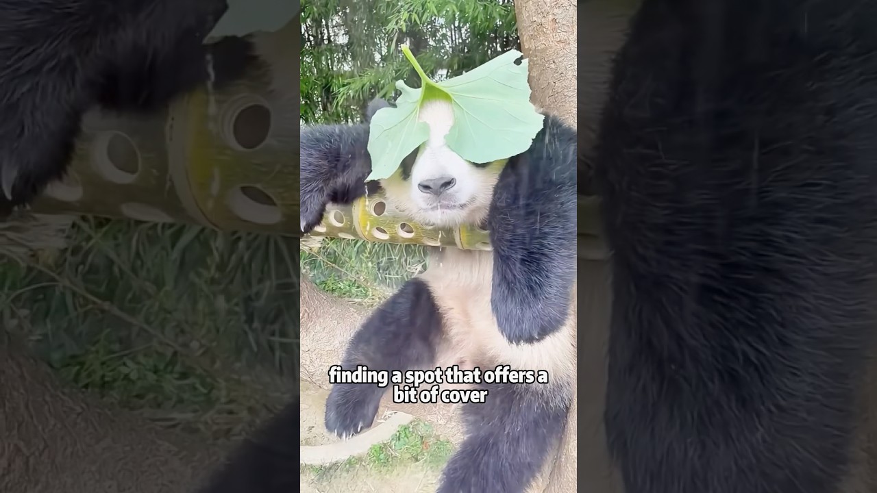 Panda Hides Face in Rain, Then Stands in It! 🐼🌧️#animals #pets #shortfeed #funny #panda