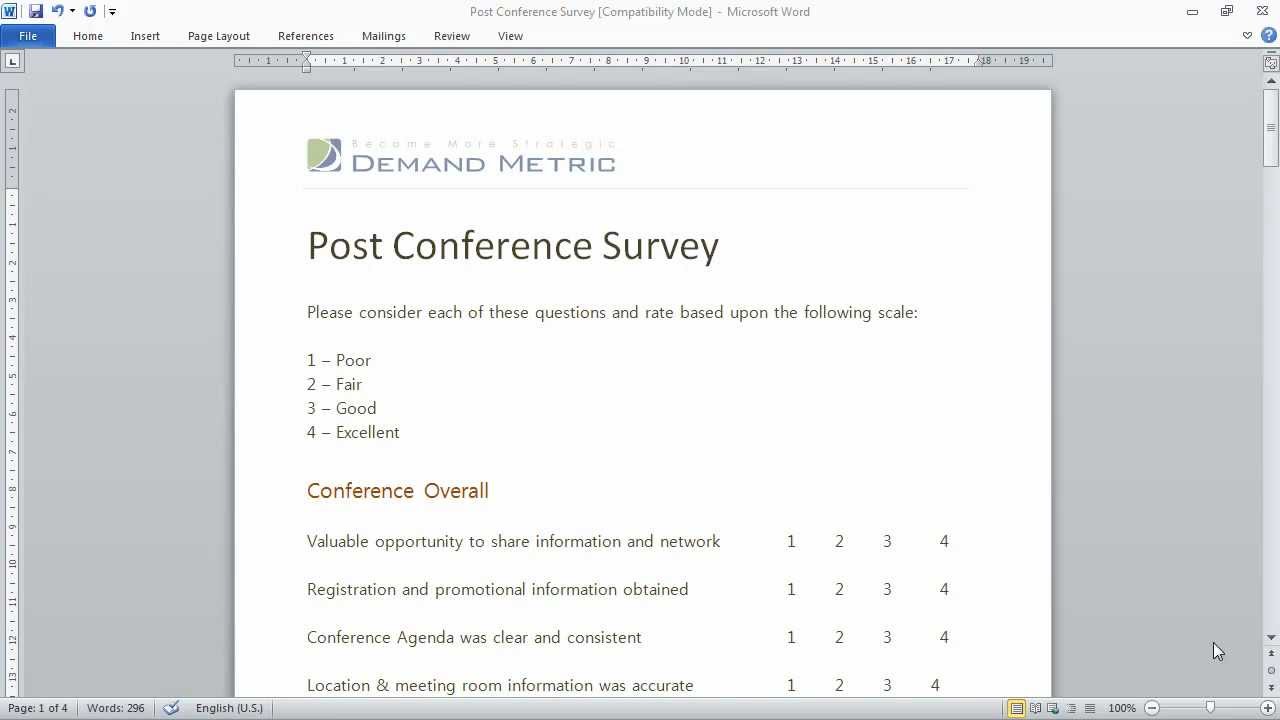 Post Conference Survey Template