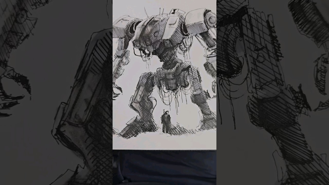 drawing a mech. #architecturalsketching #sketch #sketching #art #characterdesign #doodling
