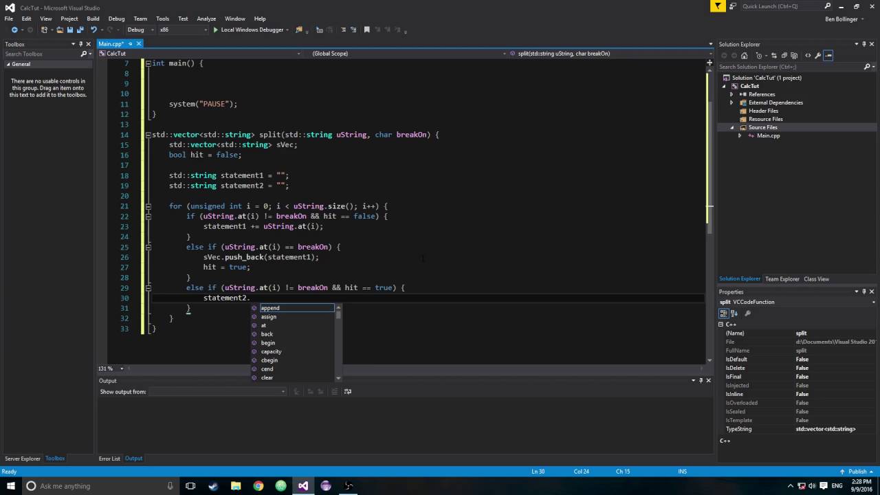 C++ Tutorial: Split String and Single Line Calculator
