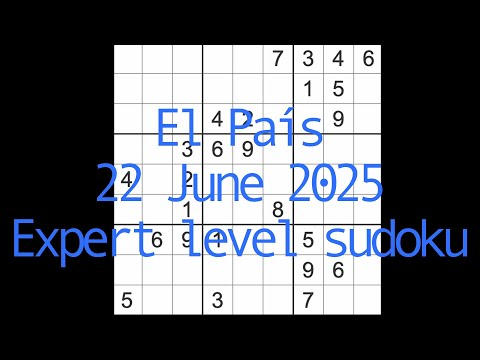 Sudoku solution – El País 22 June 2025 Expert level