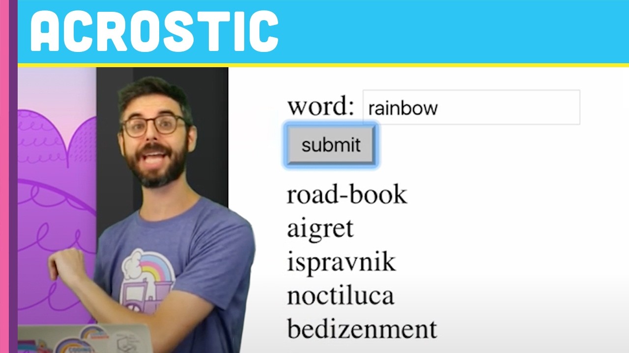 Coding Challenge 73: Acrostic Poem Generator