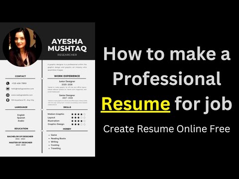 how to create a resume online free | how to make a professional Resume Cv Free | step-by-step guide