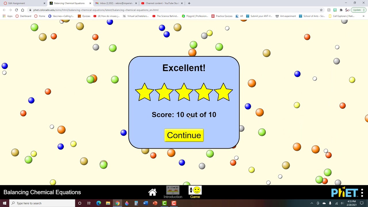 PhET Balancing Equations Directions