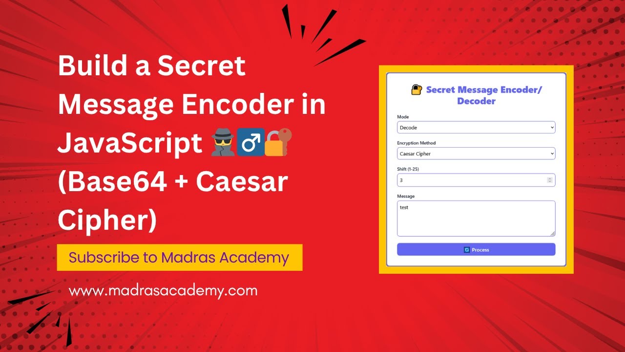 Build a Secret Message Encoder/Decoder in JavaScript | Base64, Caesar Cipher, and More!