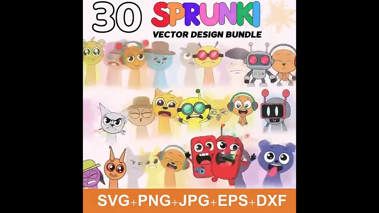 Sprunki Characters SVG Bundle  Gaming Clipart, Shirt Design digital Files   Etsy 1