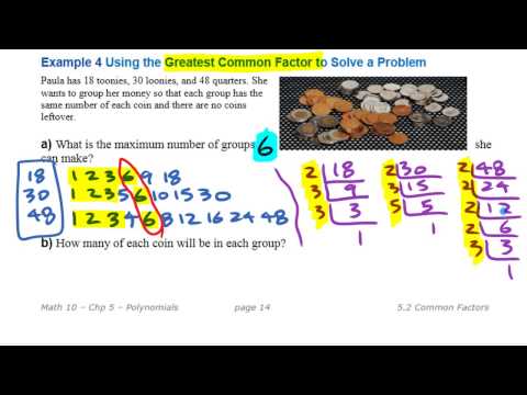 Ma10 5.2(6) - Example 4 - Using GCF to Solve a Problem
