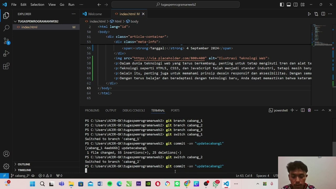 Tutorial Membuat Branch,Push,Fetch,Pull Di Github, Tugas Pemrograman Web 2