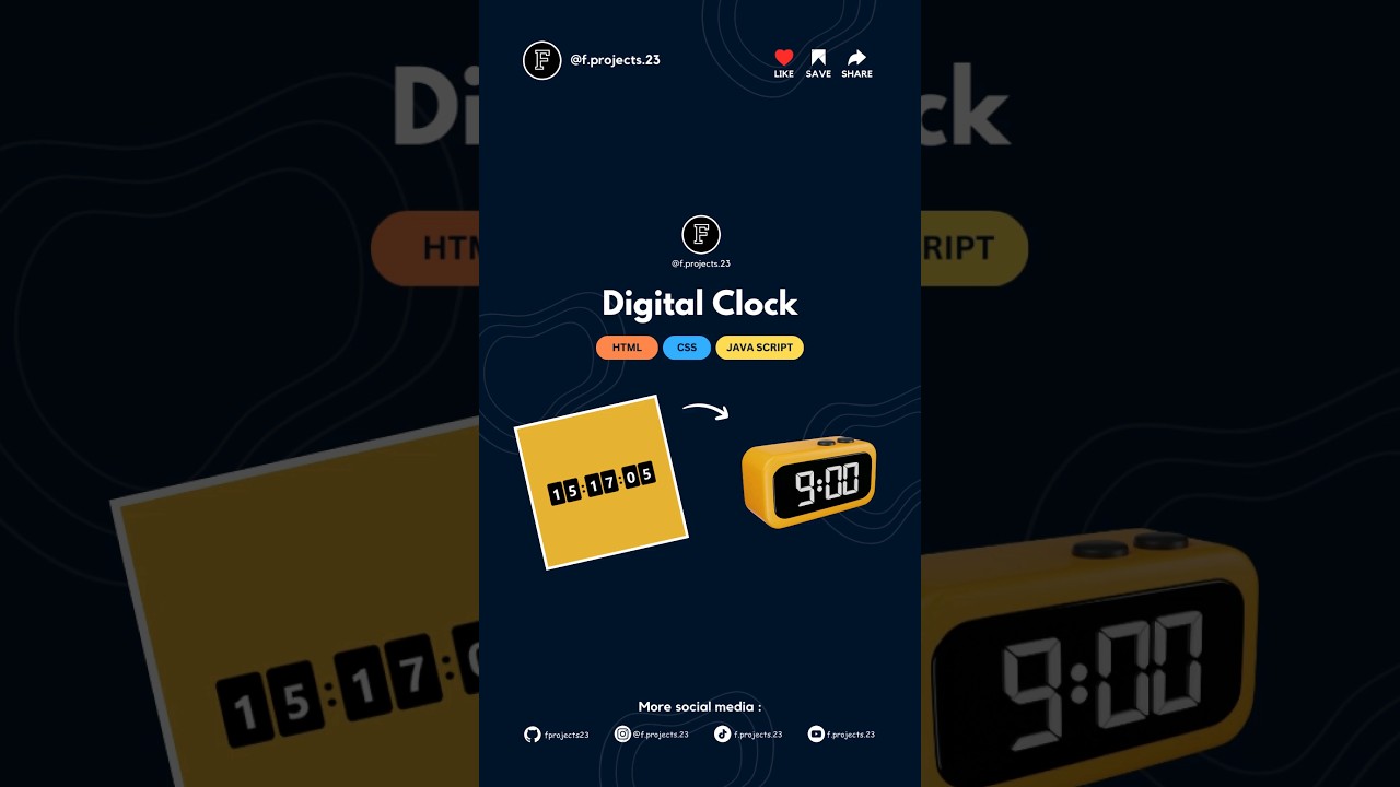 Simple Digital Clock Using HTML, CSS, and Javascript #digitalclock #frontend #webdev #codingtips