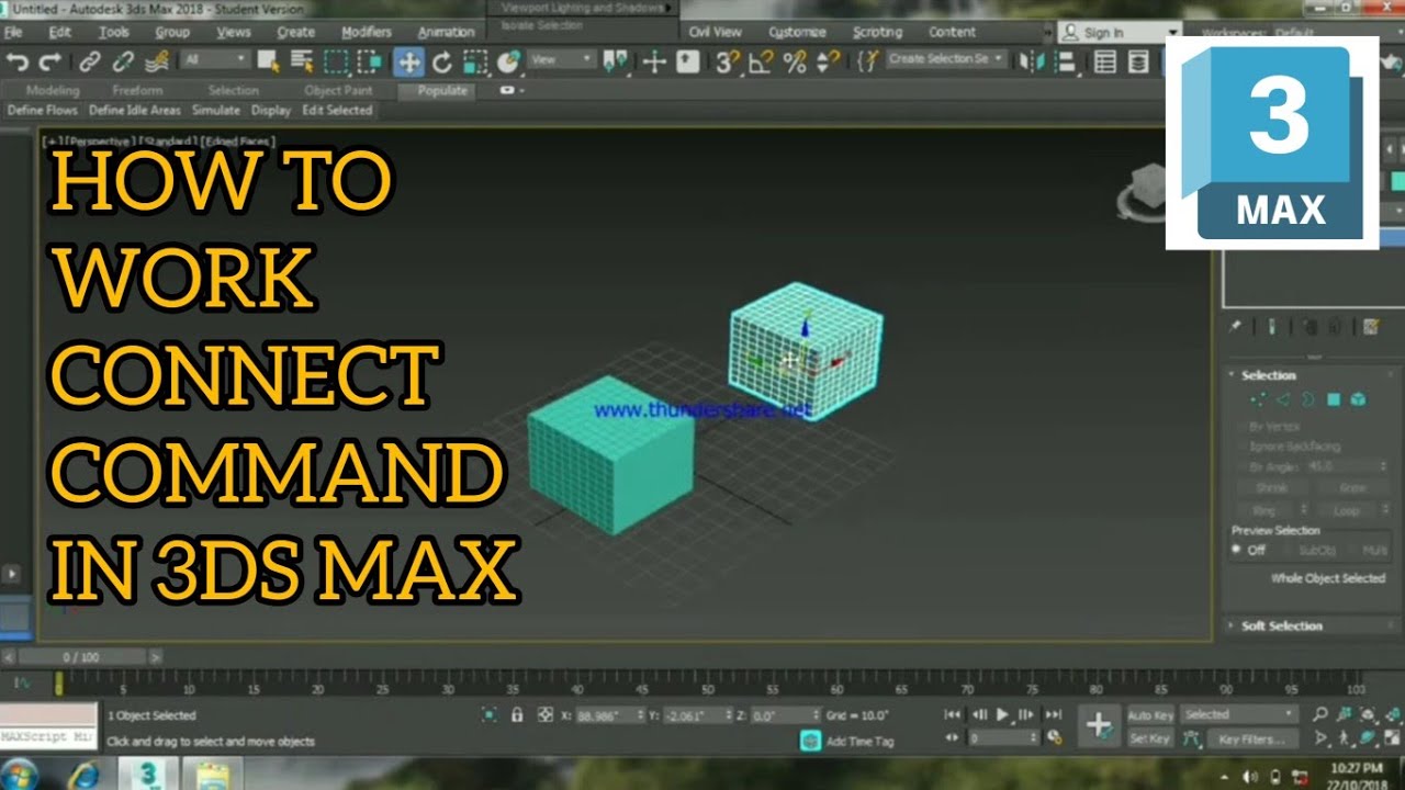 How to work connect command in 3d max 2018