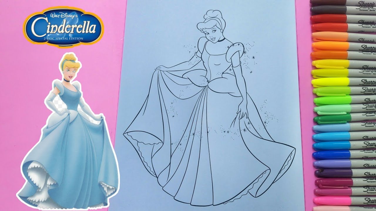 Disney Princess Cinderella Coloring Page |Coloring for Kids| PINK GIRL