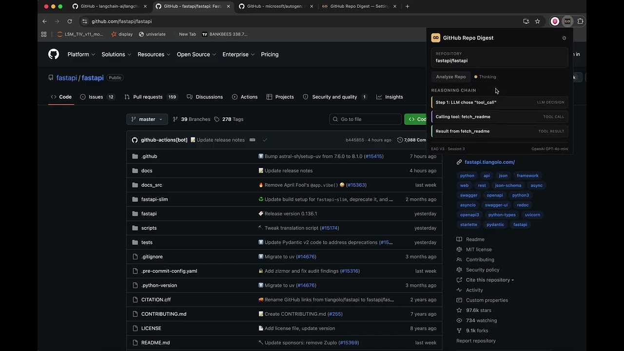 GitHub Repo Digest — An Agentic Chrome Extension Powered by AI
