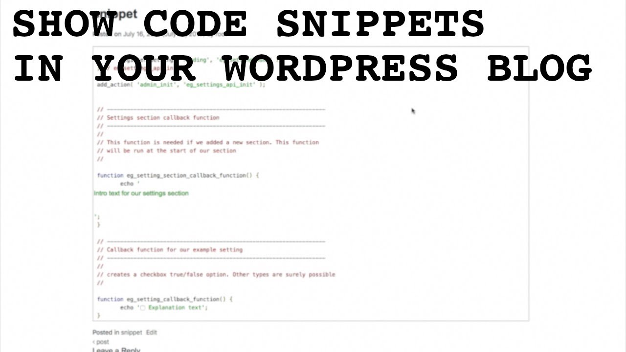 Show Code Snippets in Wordpress with Google Prettify