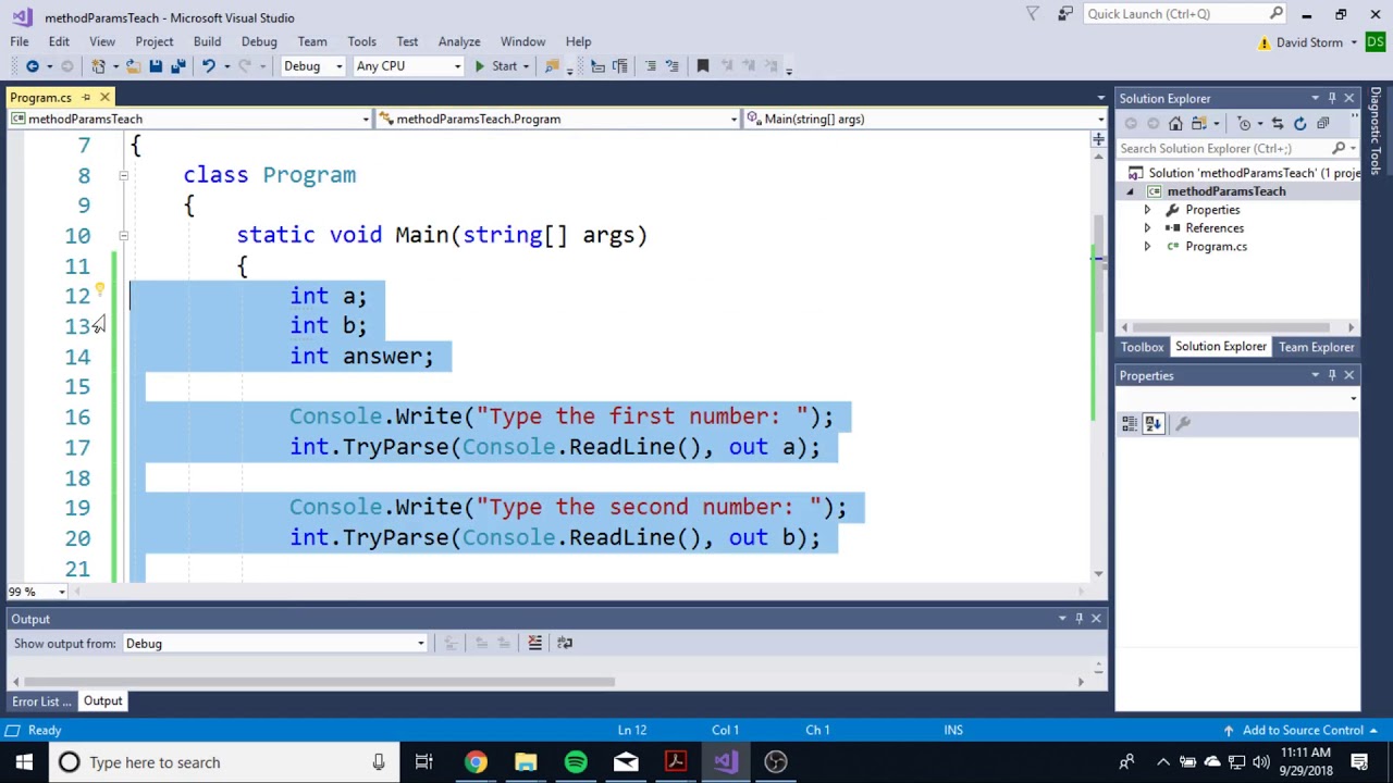 Computer Programming - Video 15 - Method Parameters