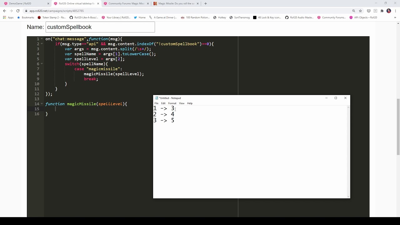 Creating Your Own Magic Missile: A Roll20 API Scripting Tutorial