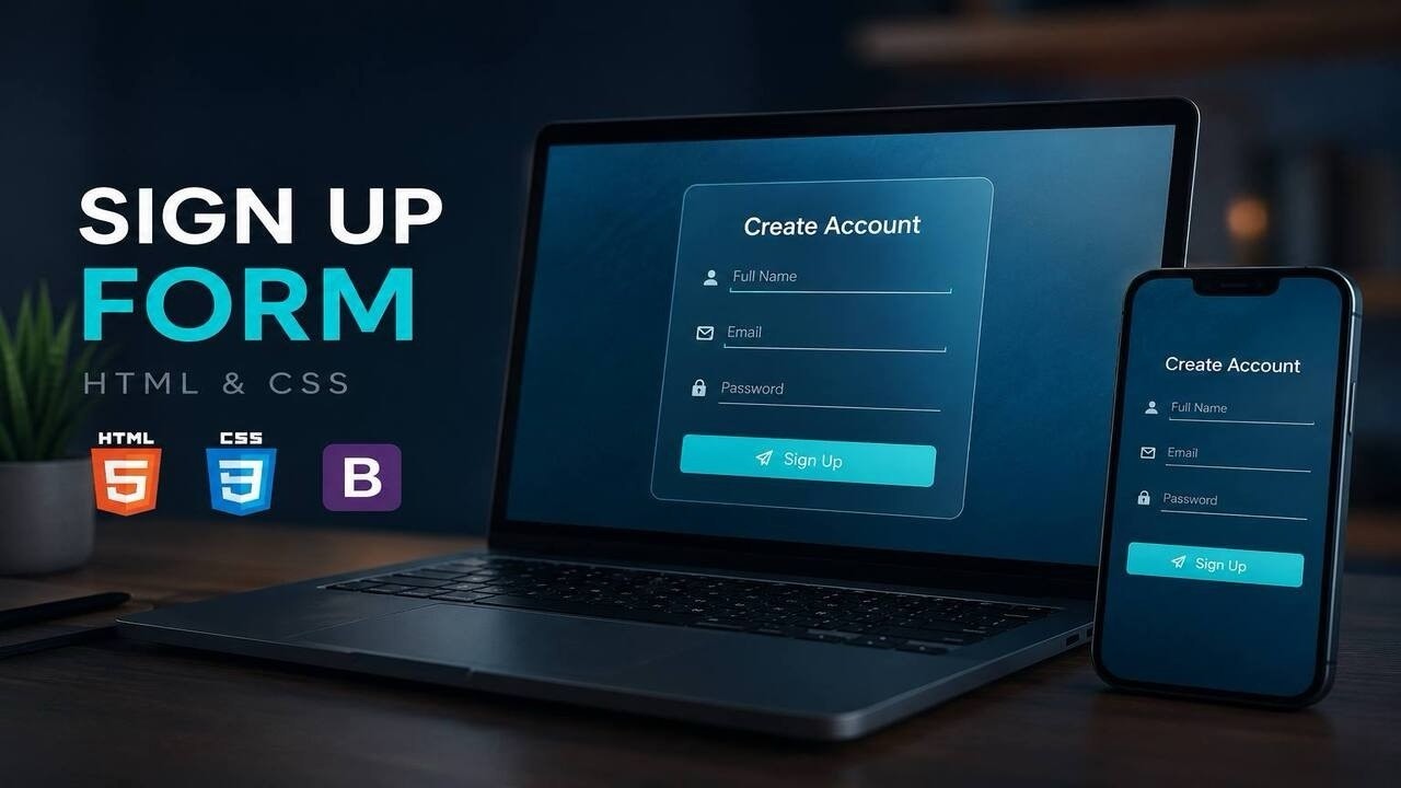 Create Modern Signup Form Using HTML & CSS | Glassmorphism Responsive UI