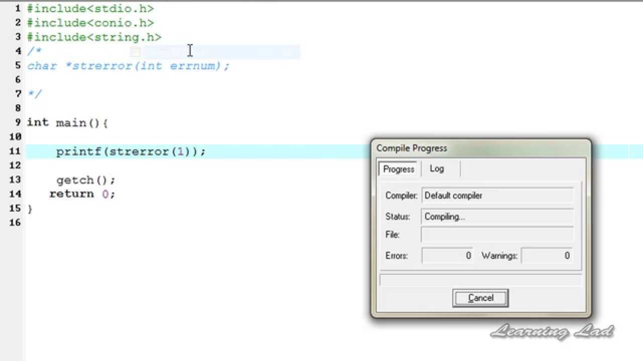 strerror Function in C Programming Language Video Tutorial