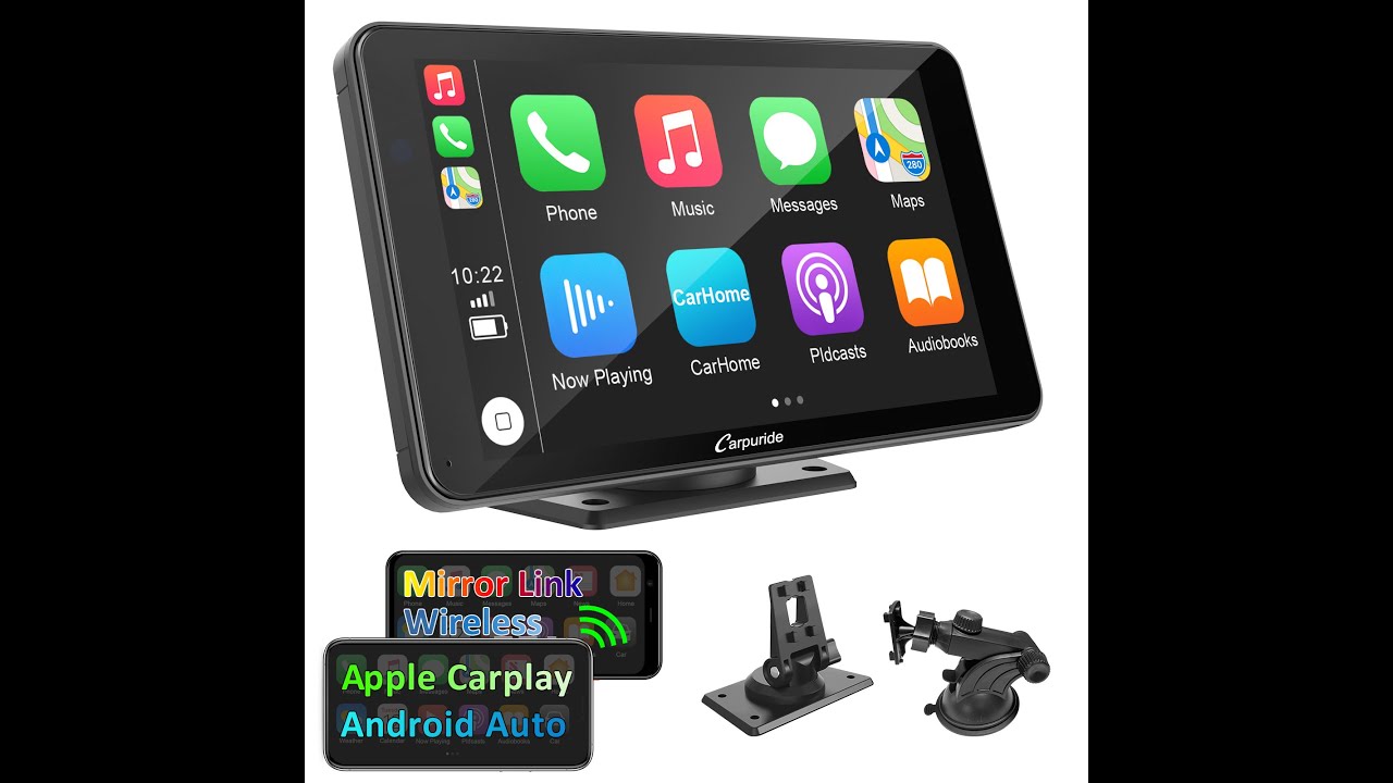 CARPURIDE Car Stereo with Wireless Apple CarPlay&Android Auto, 7