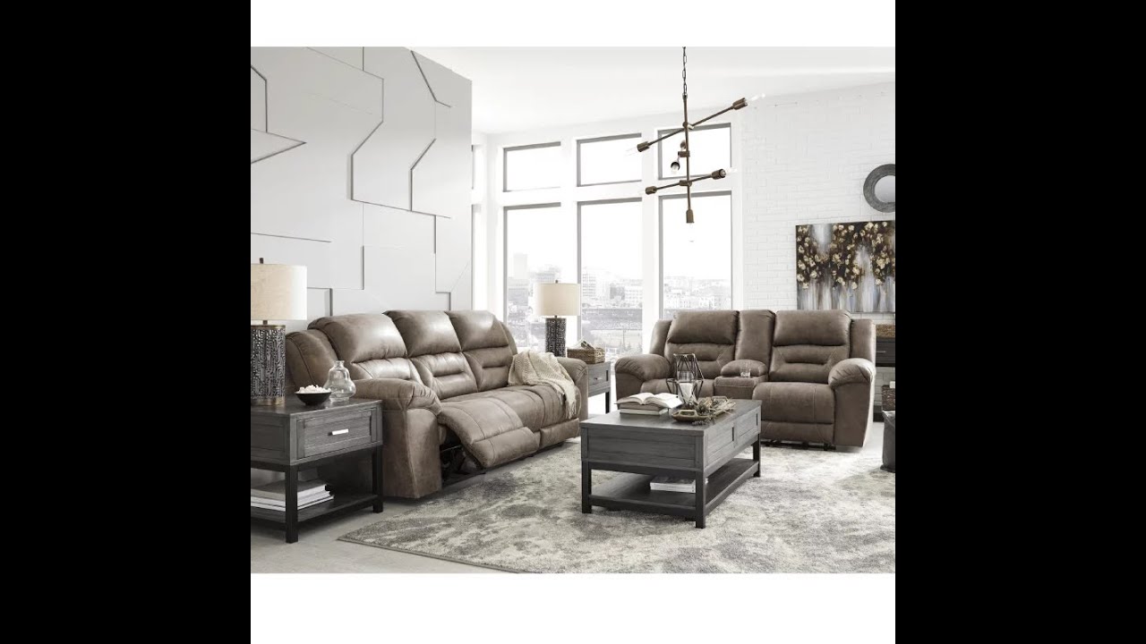 Stoneland Reclining Sofa And Loveseat Set In Fossil Finish By Ashleyo dele