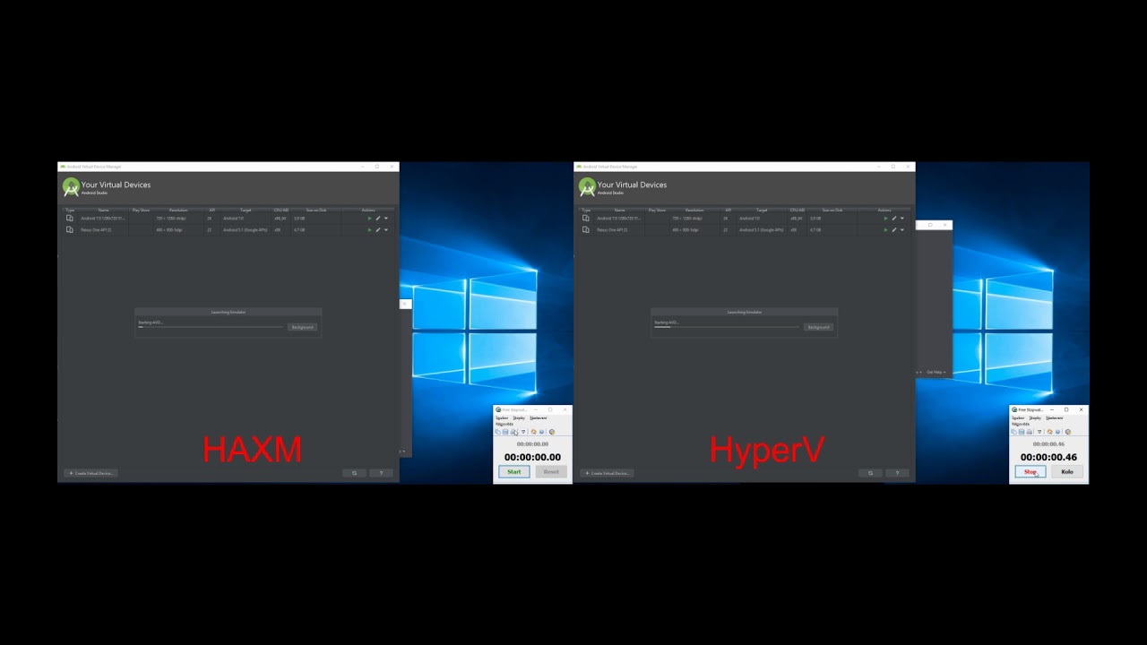 HAXM vs HyperV - quick boot