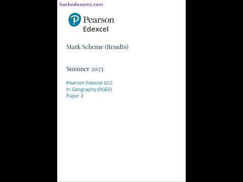 PEARSON EDEXCEL A LEVEL Geography PAPER 3 2023 MARK SCHEME (9GE0/03)